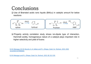 Biorefinery sugars-ionic liquid-furfural-hmf-dehydration-matsagar ...