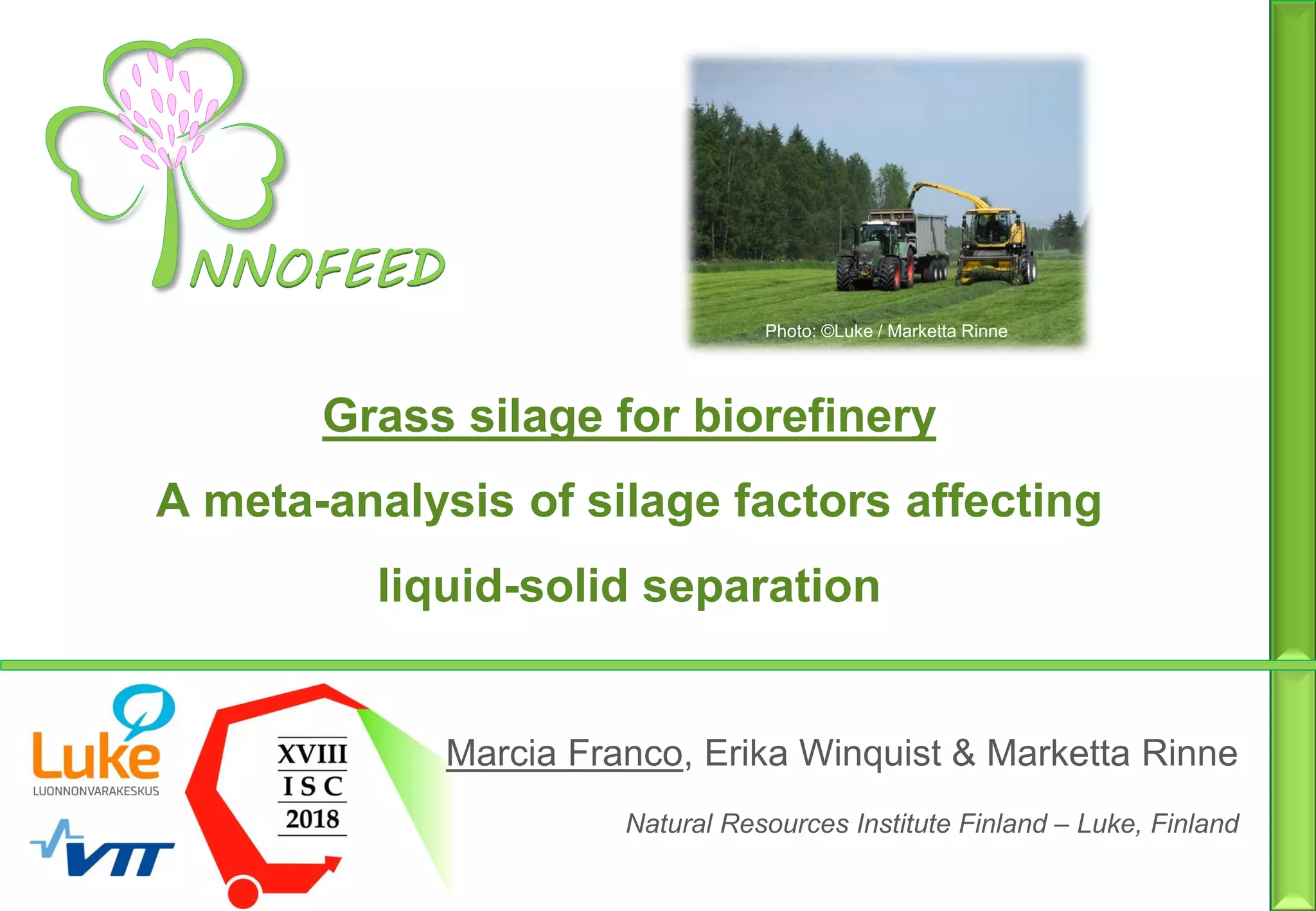 Grass silage for biorefinery - A meta-analysis of silage factors ...