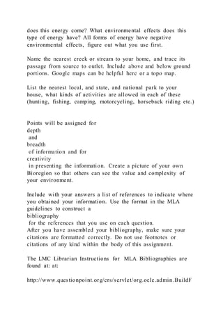 Bioregional Portrait (50 pts. possible) The following assignment | DOCX