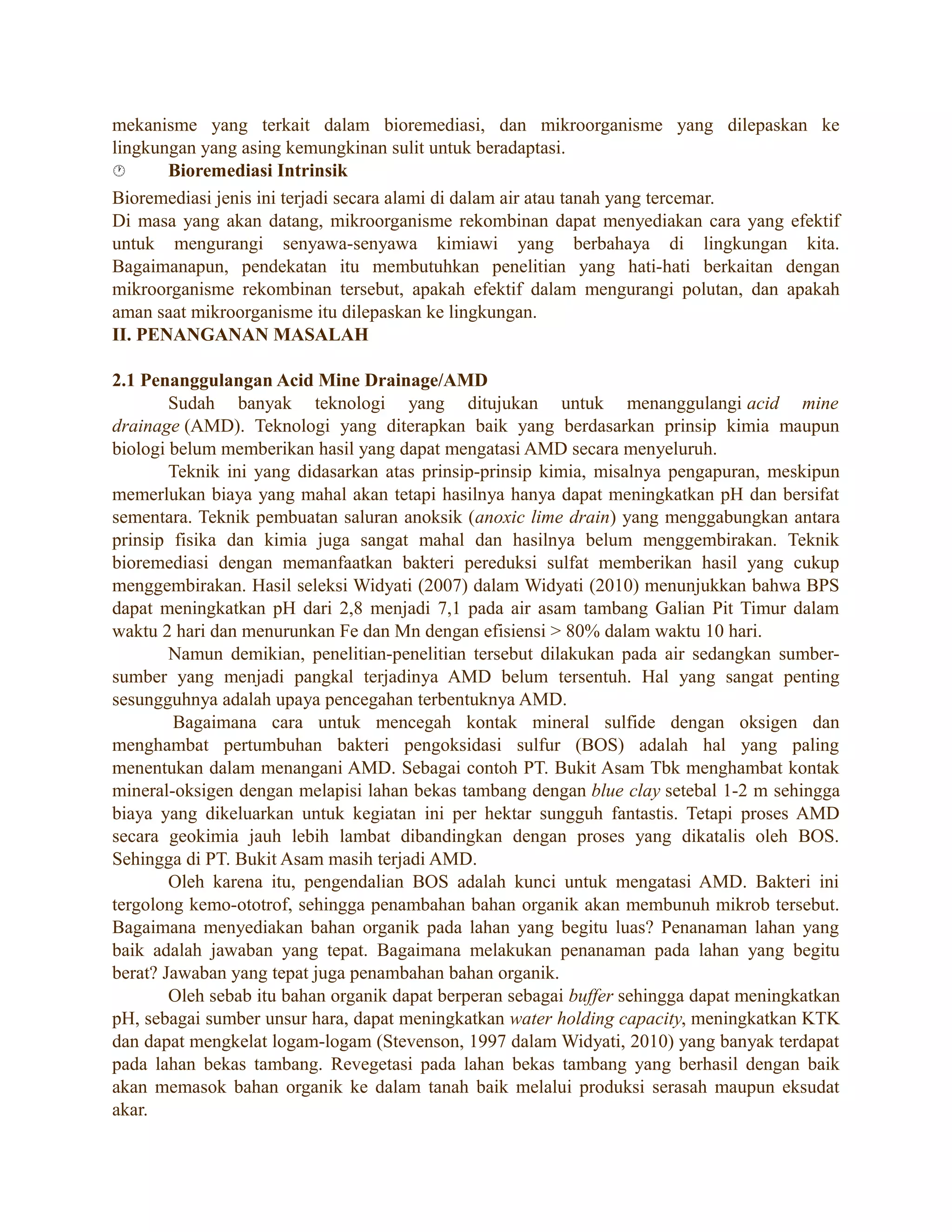 Bioremediasi sebagai alternatif penanganan pencemaran akibat tambang ...