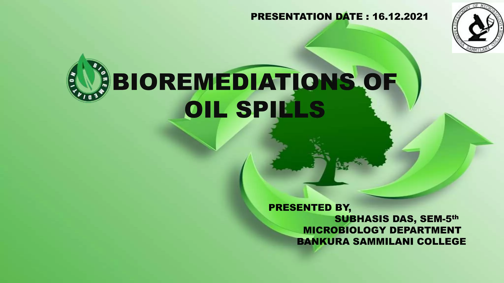 Oil spill Bioremediation | PPTX