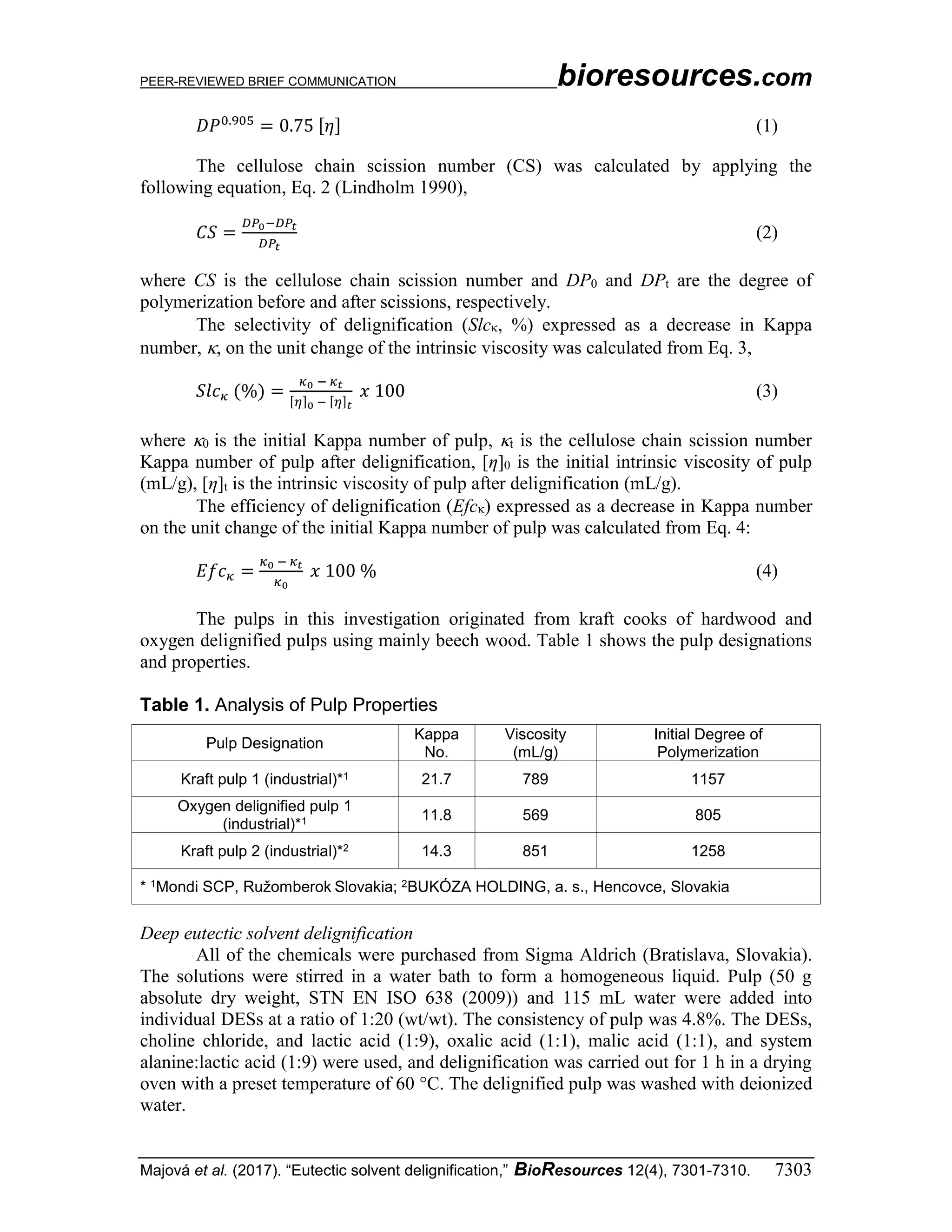 Deep Eutectic Solvent Delignification: Impact of Initial Lignin | PDF