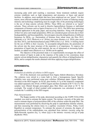 Deep Eutectic Solvent Delignification: Impact of Initial Lignin | PDF