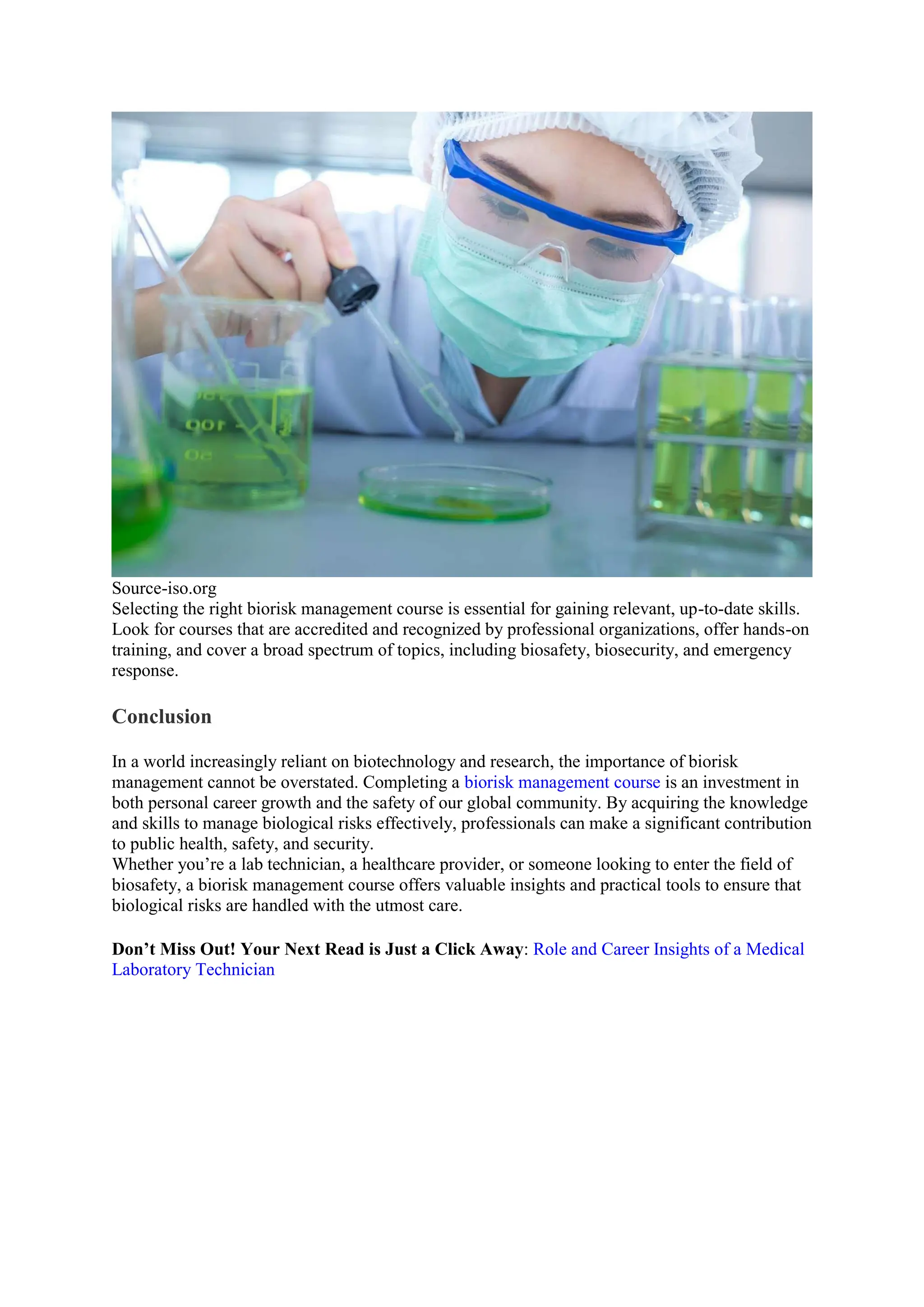 Biorisk Management Course: Essential Skills for Safety | The ...