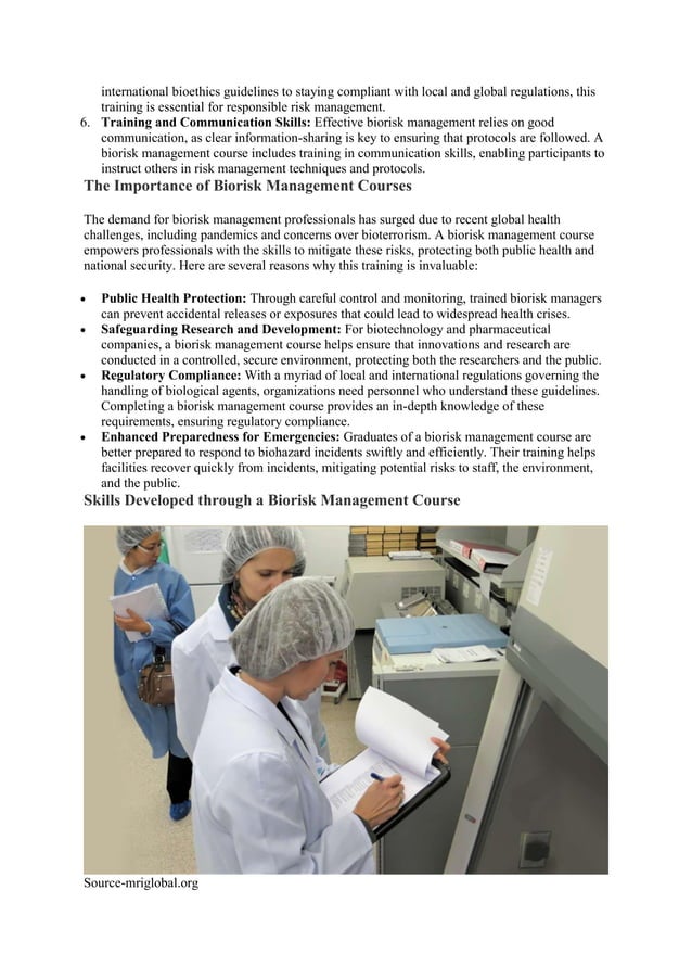 Biorisk Management Course: Essential Skills for Safety | The ...