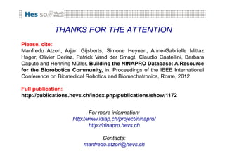 Building the NINAPRO Database: A Resource for the Biorobotics Community | PDF