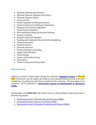 10th International Conference on Bioinformatics & Biosciences (BIOS ...