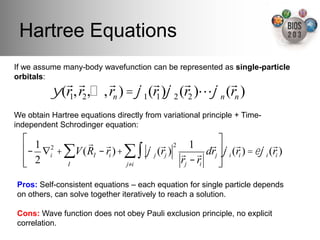 BIOS 203: Lecture 2 - introduction to electronic structure theory | PDF