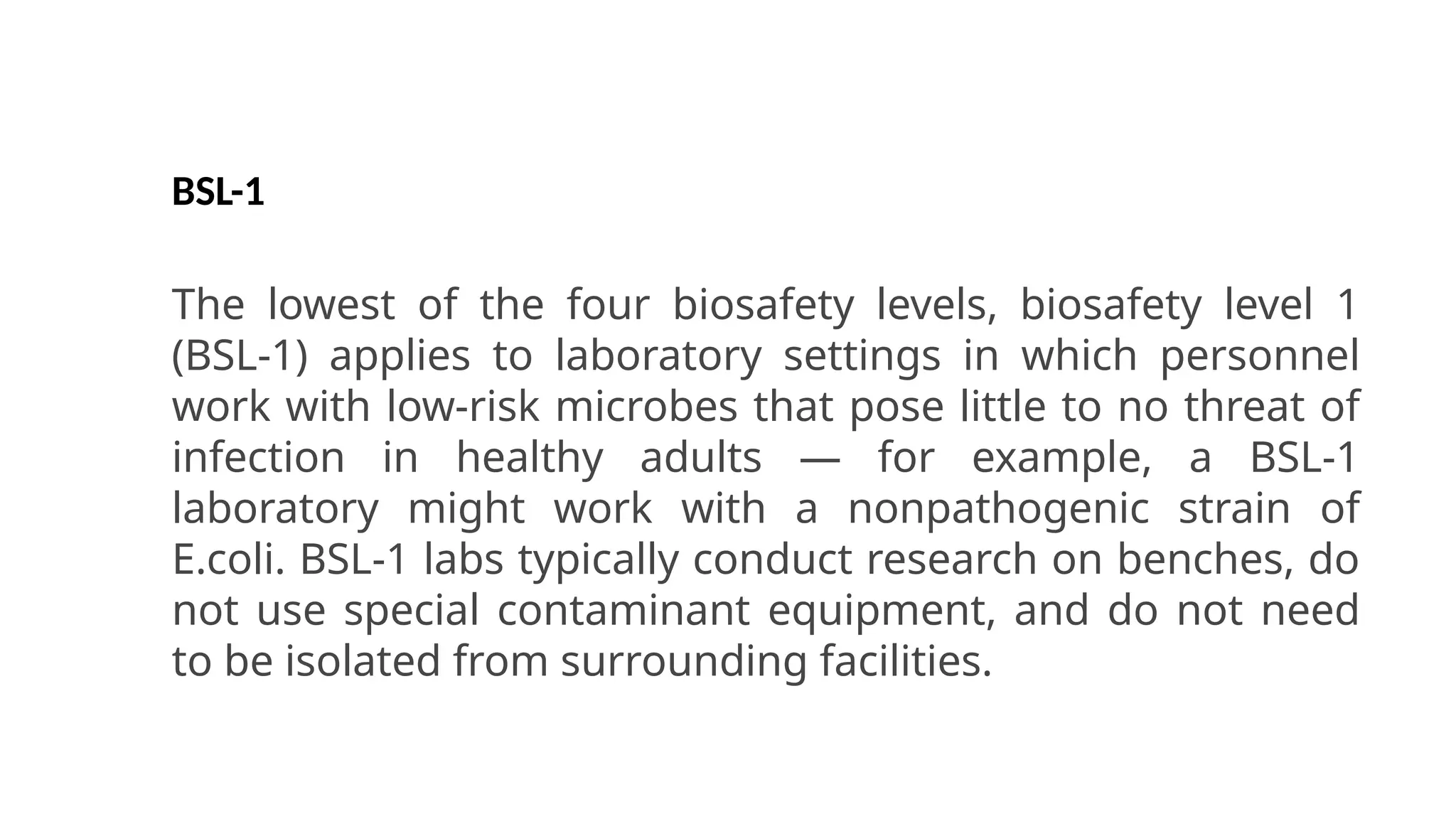 Biosafety Levels in the life science Laboratories | PPTX
