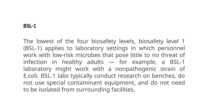 Biosafety Levels in the life science Laboratories | PPT