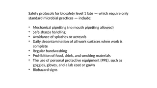 Biosafety Levels in the life science Laboratories | PPTX