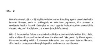 Biosafety Levels in the life science Laboratories | PPTX
