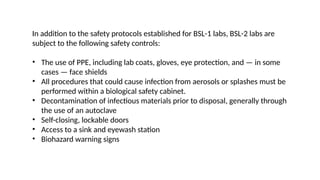 Biosafety Levels in the life science Laboratories | PPTX