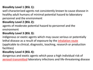 Biosafety and biosecurity biosafety levels | PPTX
