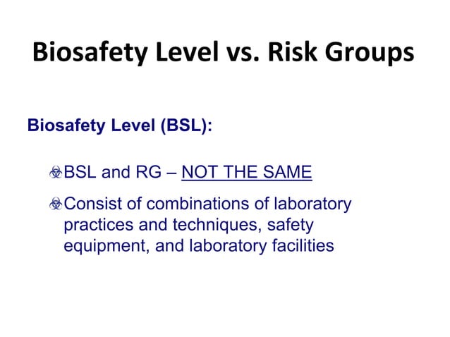 Biosafety and biosecurity biosafety levels | PPTX