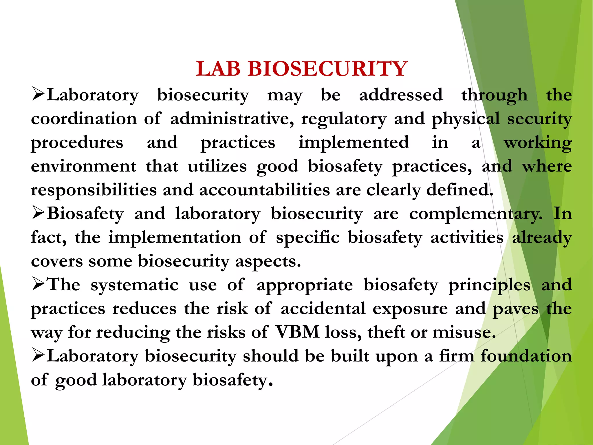 Biosafety & biosecurity lab biosecurity | PPTX