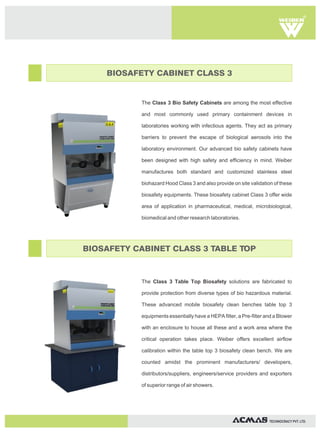 Biosafety Cabinet Class 3 by ACMAS Technologies Pvt Ltd. | PDF