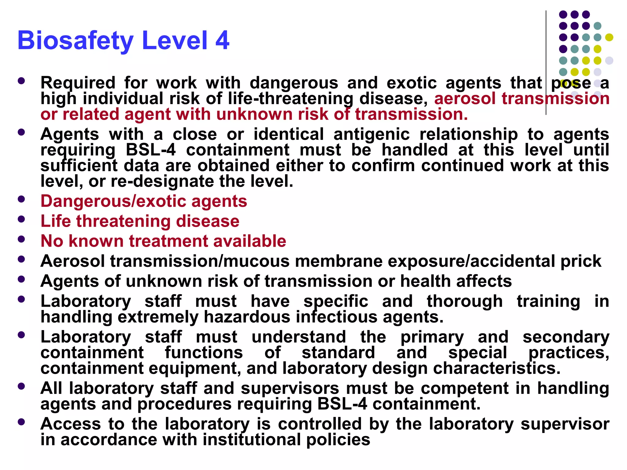 Biosafety Levels, Biological Safety Cabinets and Biosafety Laboratory ...
