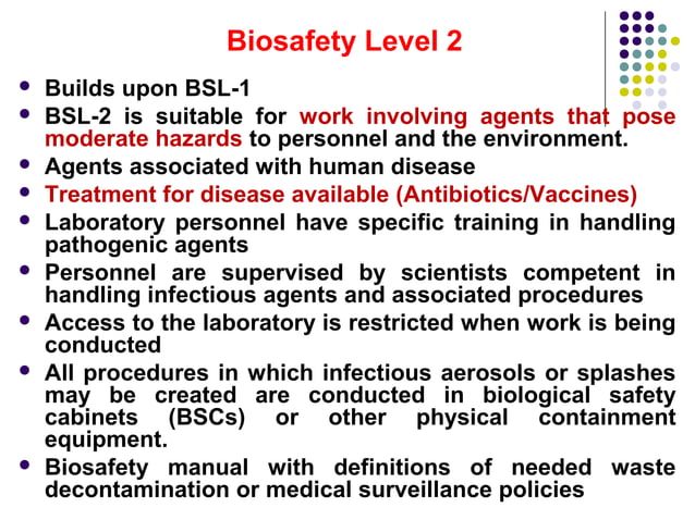 Biosafety Levels, Biological Safety Cabinets and Biosafety Laboratory ...