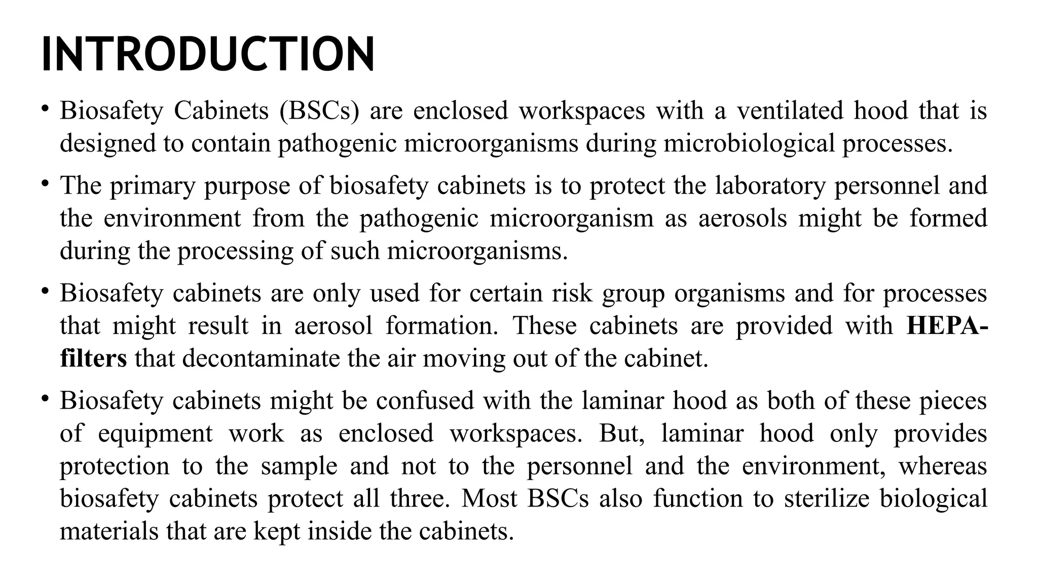 Various Classes of Biosafety Cabinets (BSC) | PPTX | Infectious Diseases | Diseases and Conditions