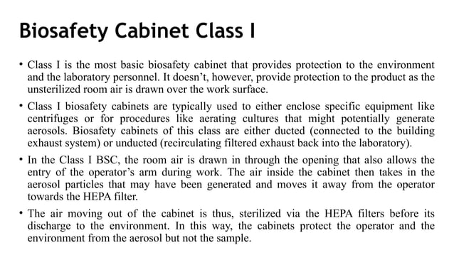 Various Classes of Biosafety Cabinets (BSC) | PPT