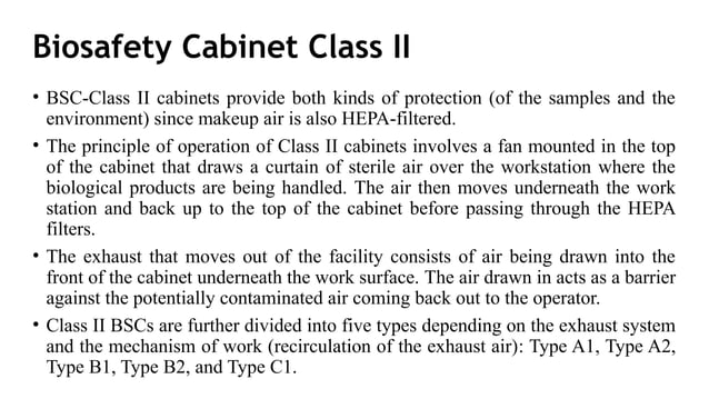 Various Classes of Biosafety Cabinets (BSC) | PPT