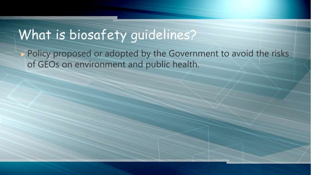 Biosafety guidelines | PPTX | Infectious Diseases | Diseases and Conditions