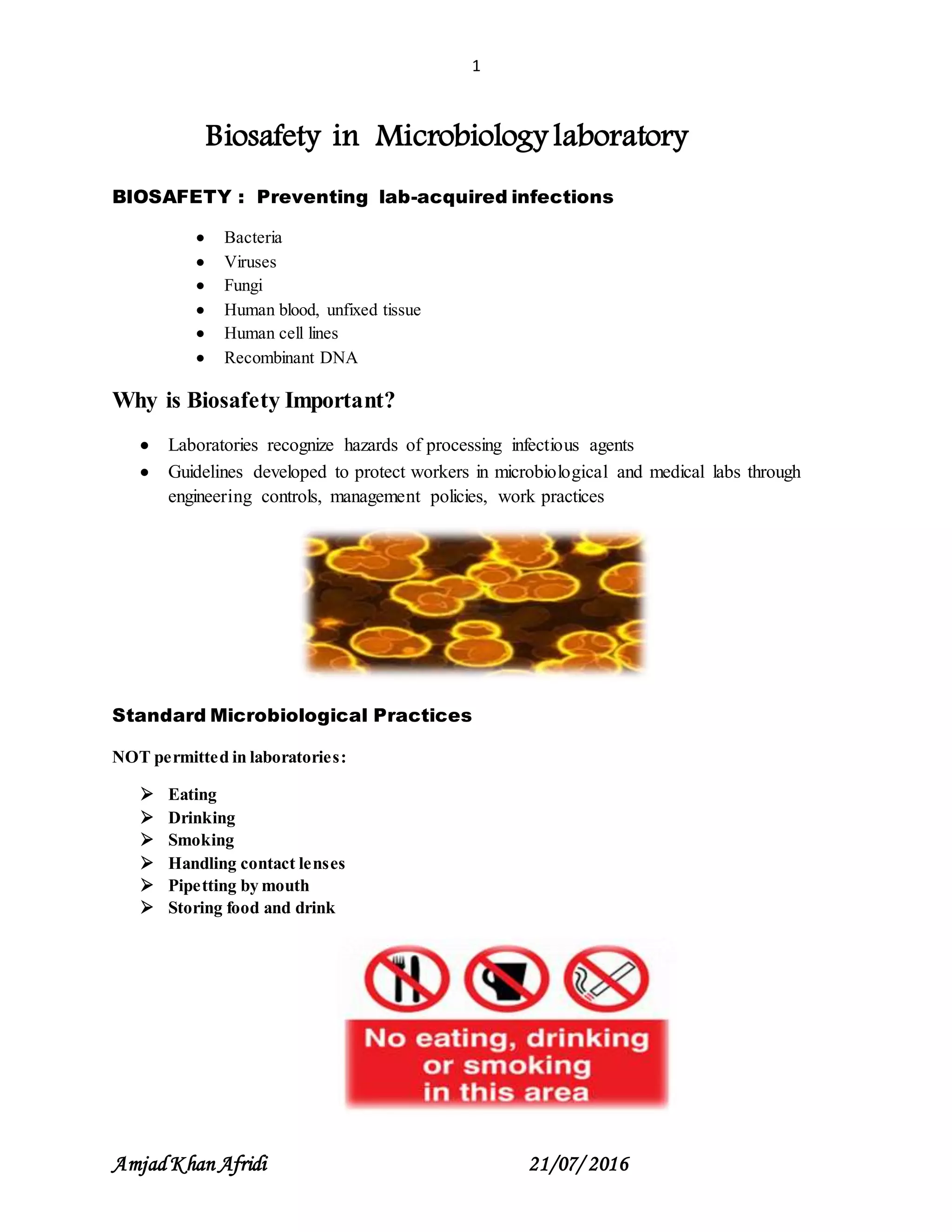Biosafety in microbiology laboratory | DOCX