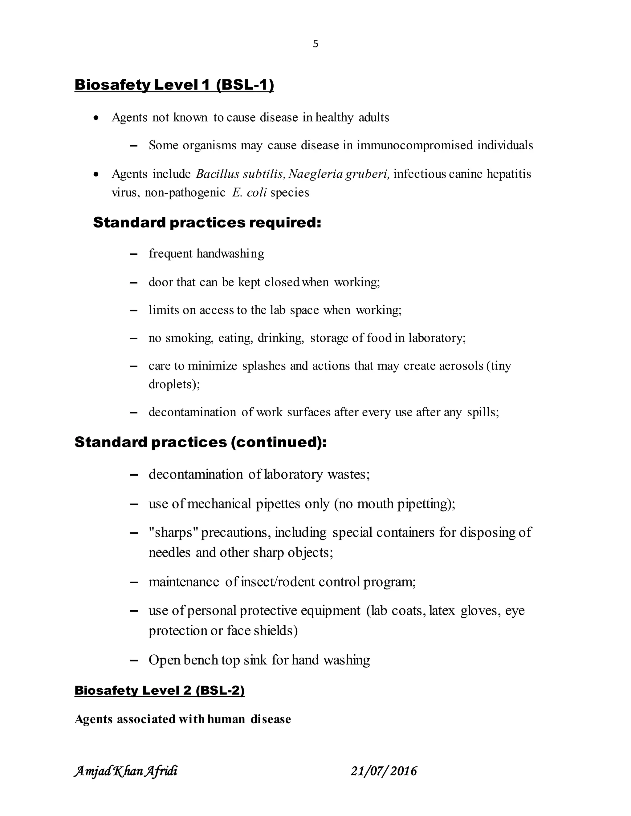 Biosafety in microbiology laboratory | DOCX