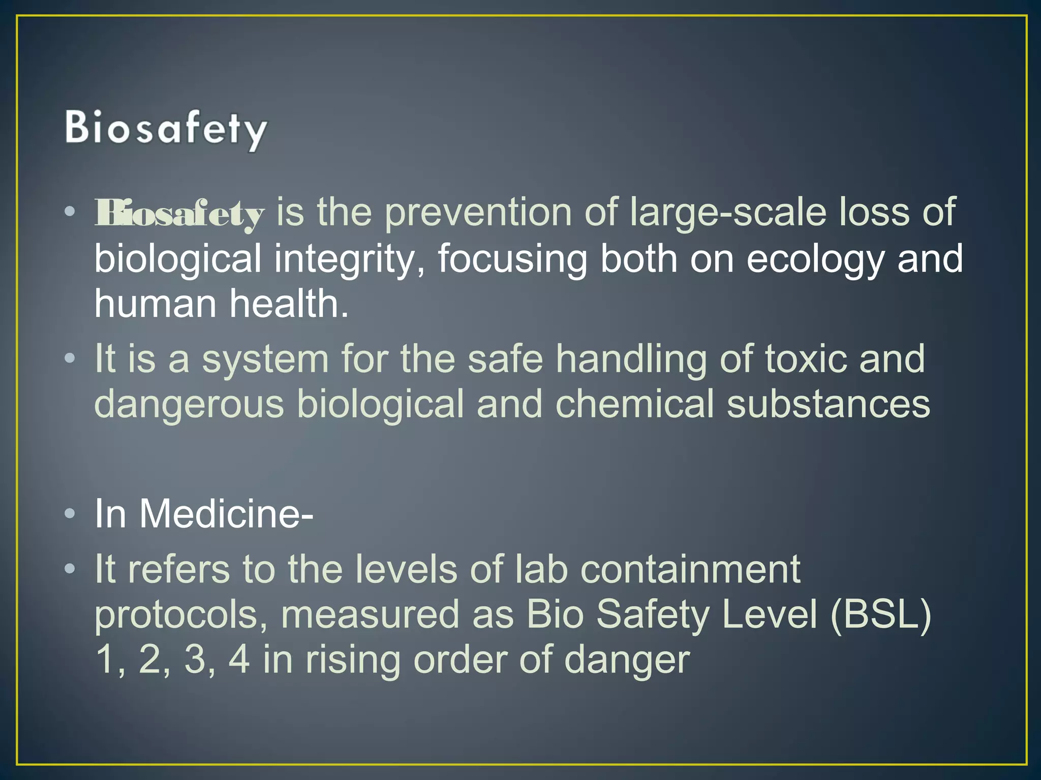 Biosafety in the laboratories | PPT