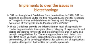 Biosafety issues in biotechnology | PPTX