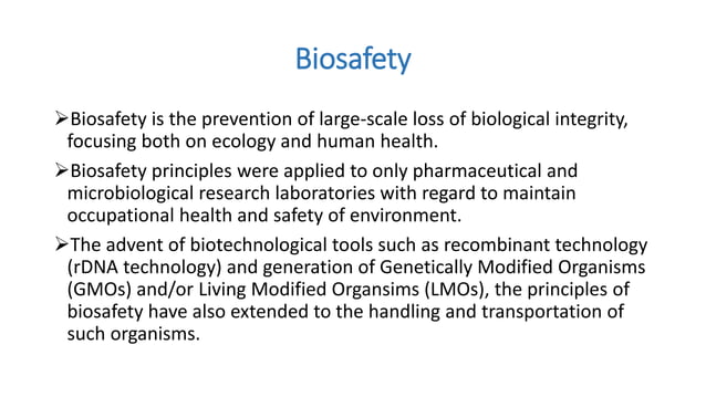 Biosafety issues in biotechnology | PPTX | Biotech and Biomedical ...