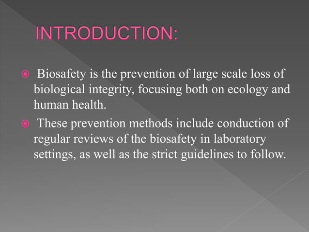 Biosafety levels and guideliness | PPT