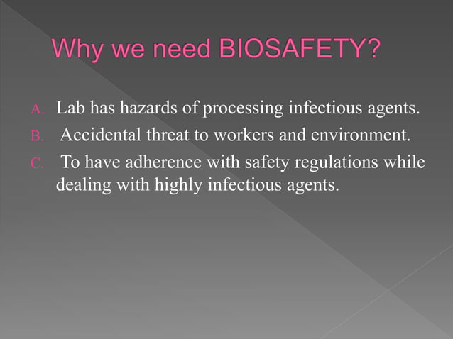 Biosafety levels and guideliness | PPT