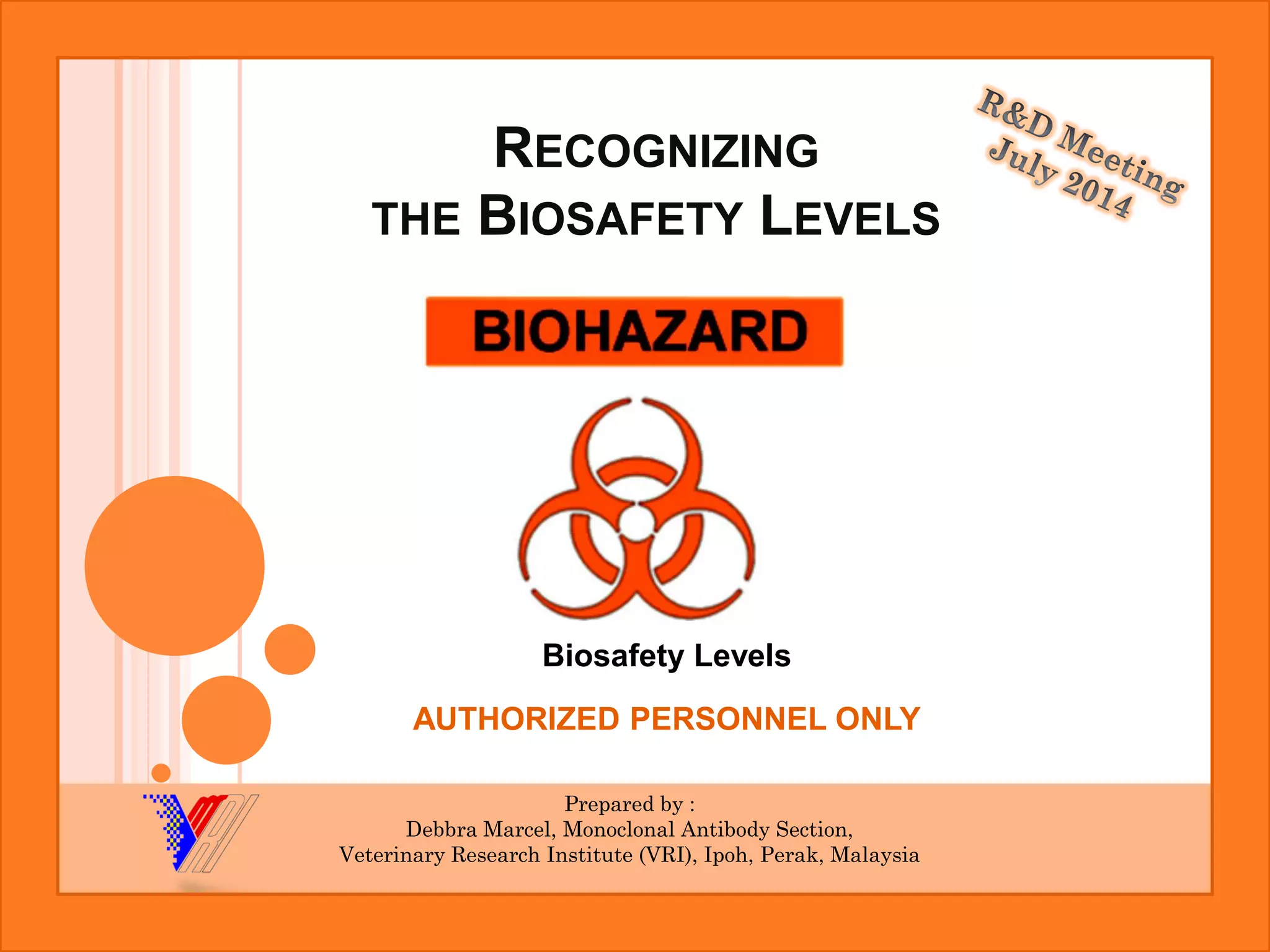 Recognizing the Biosafety level | PPT