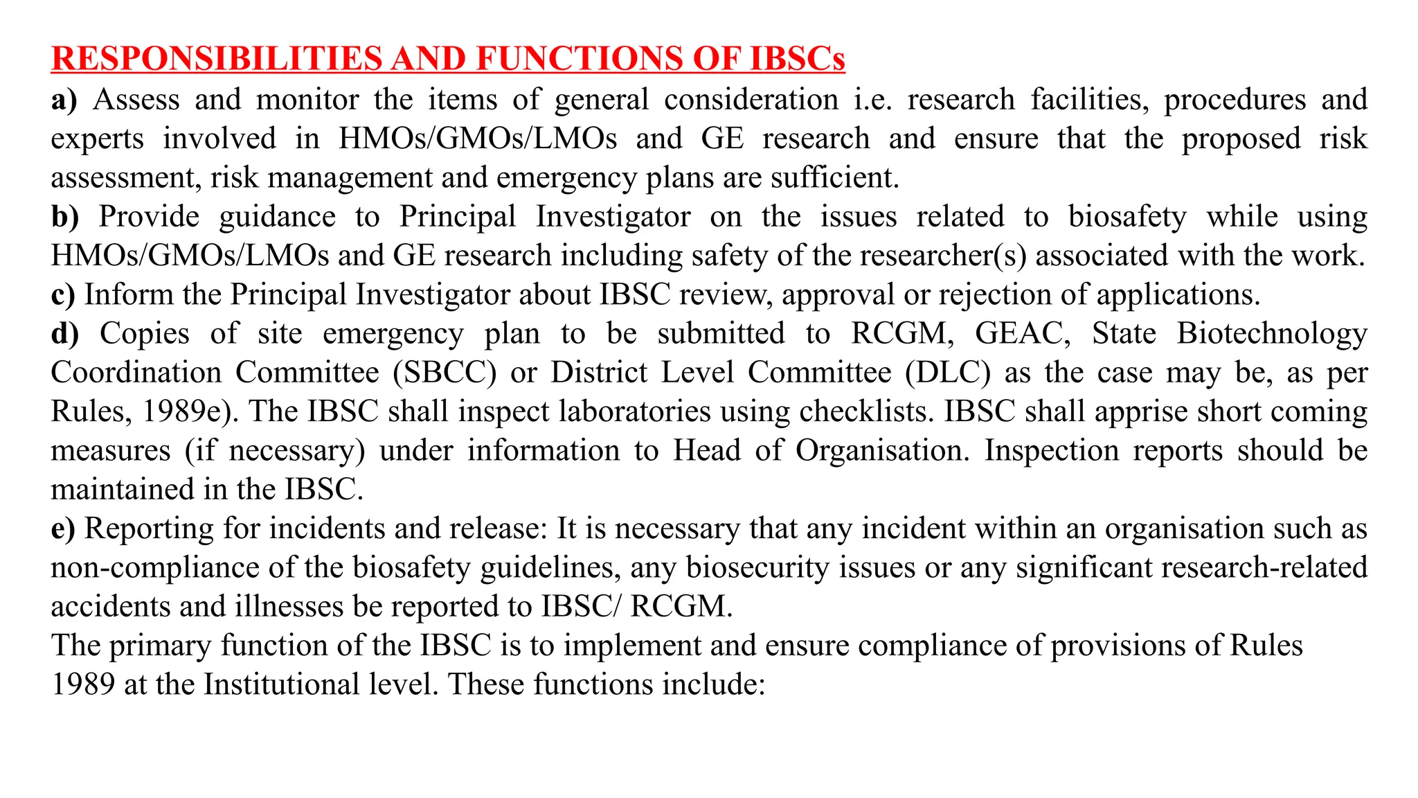 Biosafety Biosafety Regulation Guidelines Institutional Biosafety Committees Ibscs Pptx