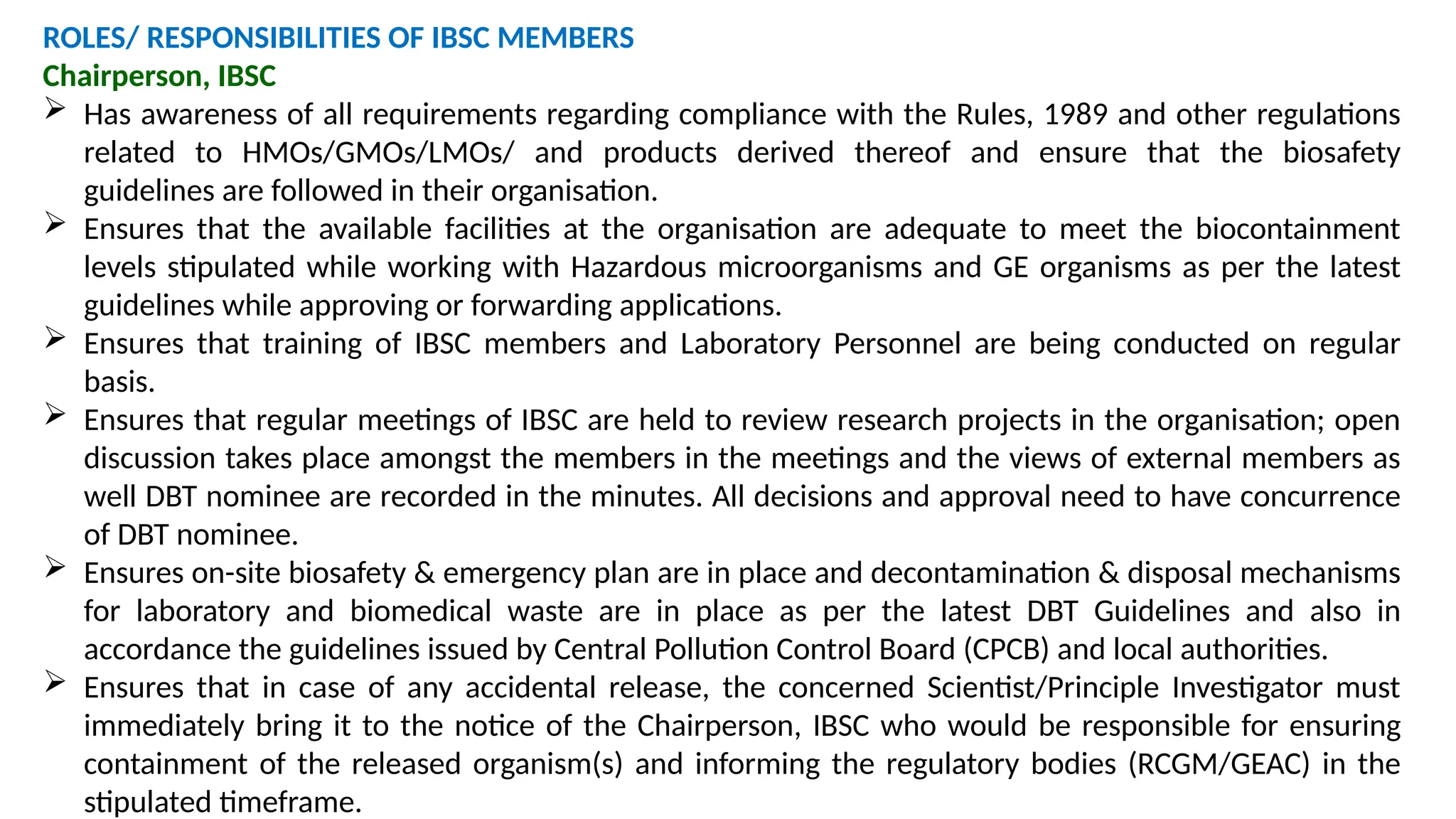 Biosafety Biosafety Regulation Guidelines Institutional Biosafety Committees Ibscs Pptx
