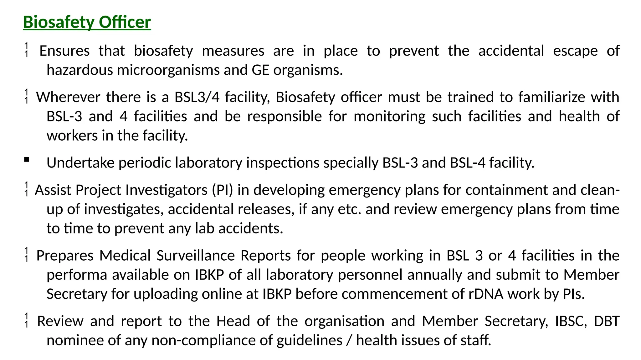 Biosafety Biosafety Regulation Guidelines Institutional Biosafety Committees Ibscs Pptx