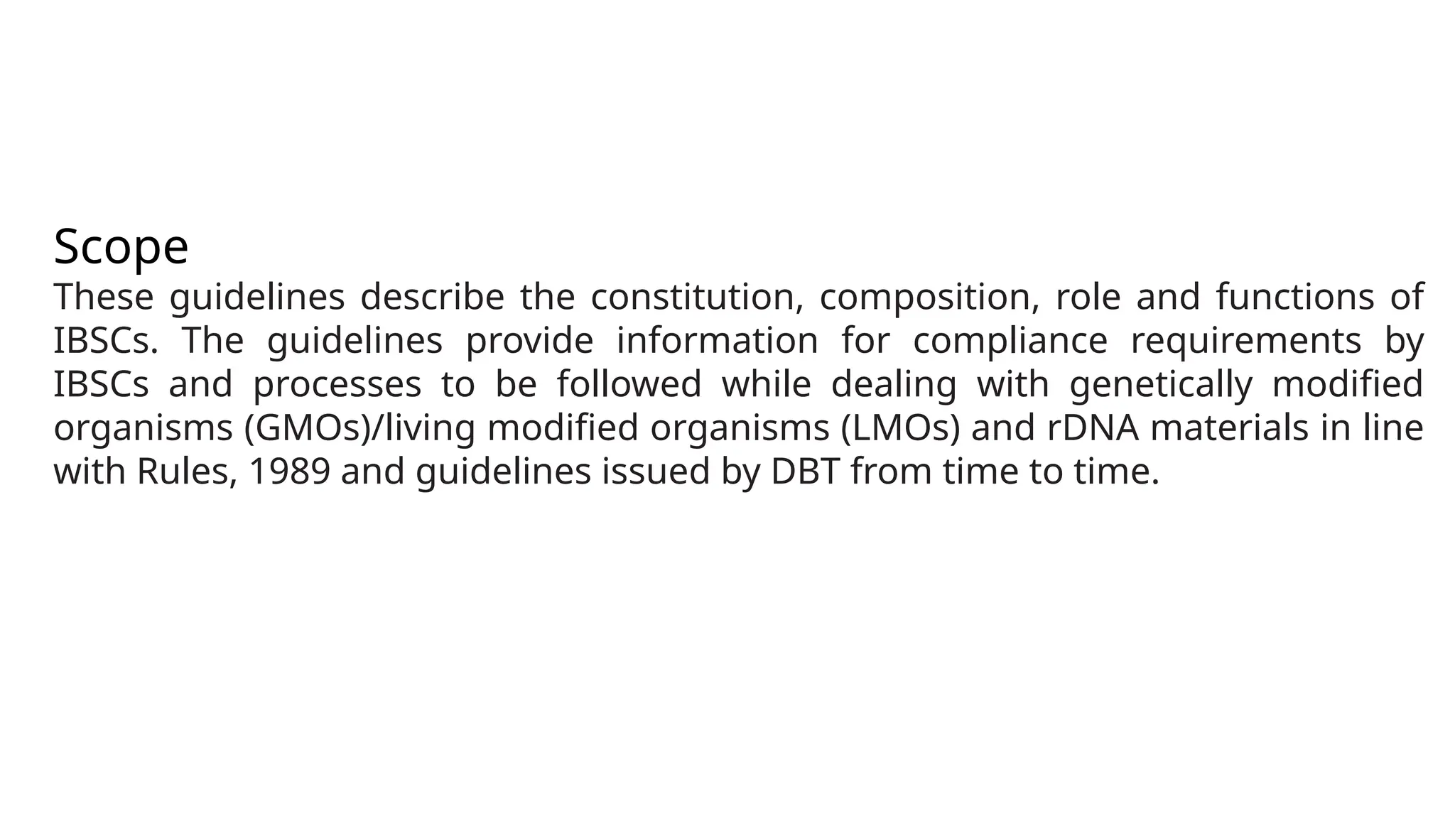 Biosafety Biosafety Regulation Guidelines Institutional Biosafety Committees Ibscs Pptx