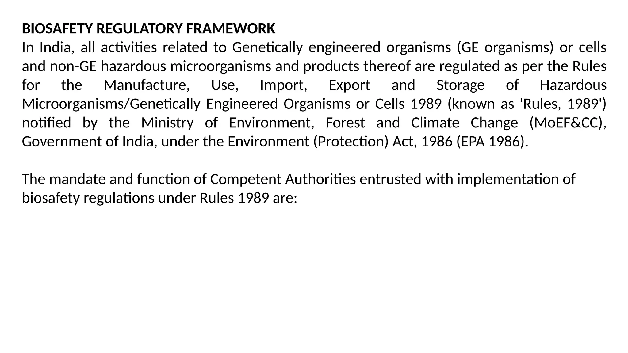 Biosafety (Biosafety Regulation Guidelines Institutional Biosafety ...