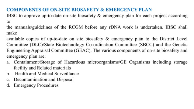 Biosafety (Biosafety Regulation Guidelines Institutional Biosafety ...