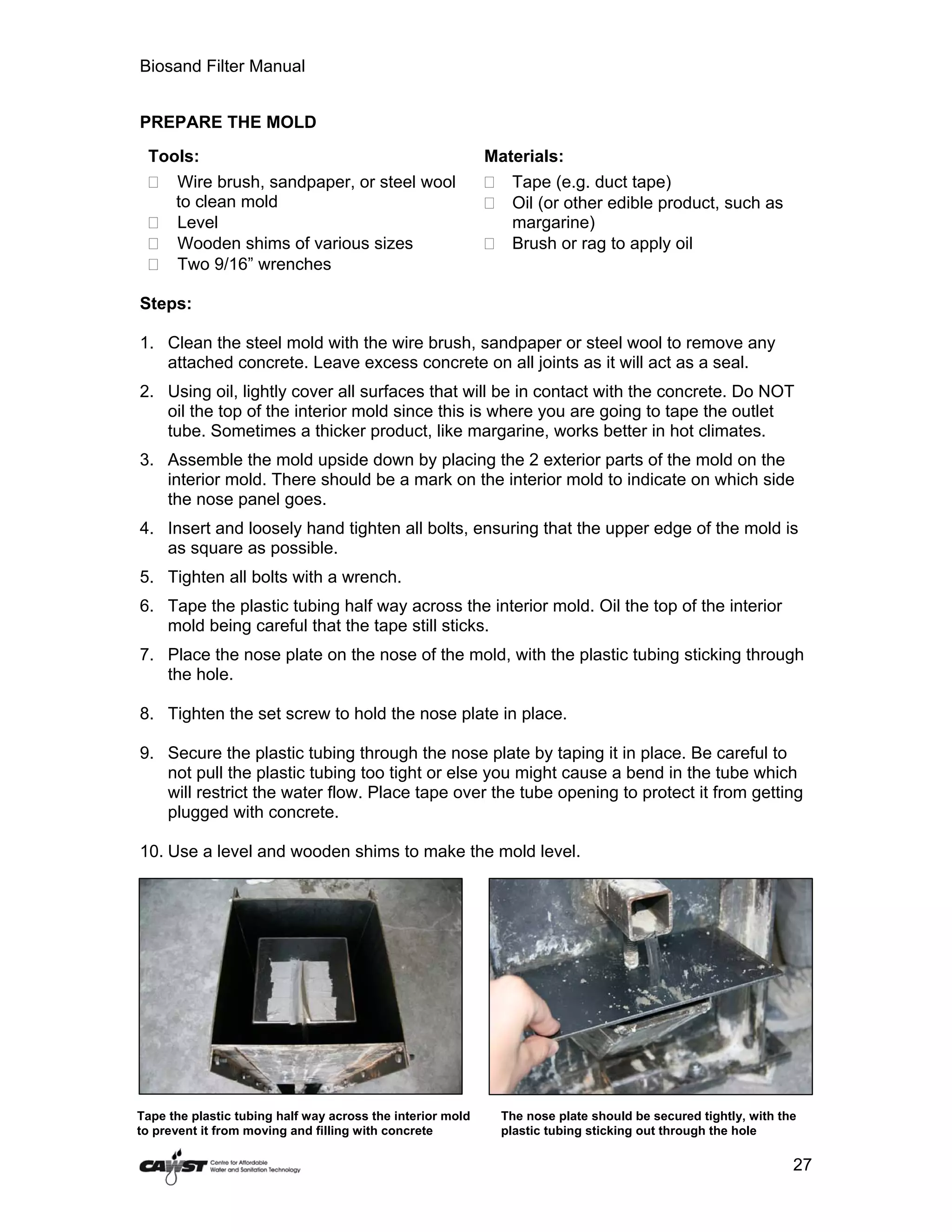 Biosand Filter Manual Version 10 2010 05 Pdf