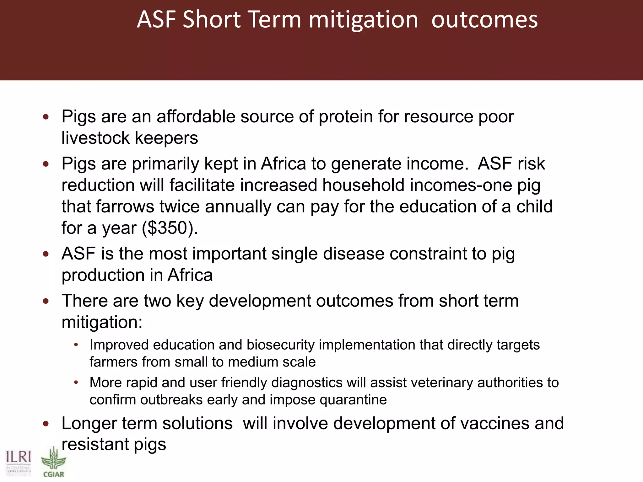 African Swine Fever (ASF) control: An entry point for enhancing human ...