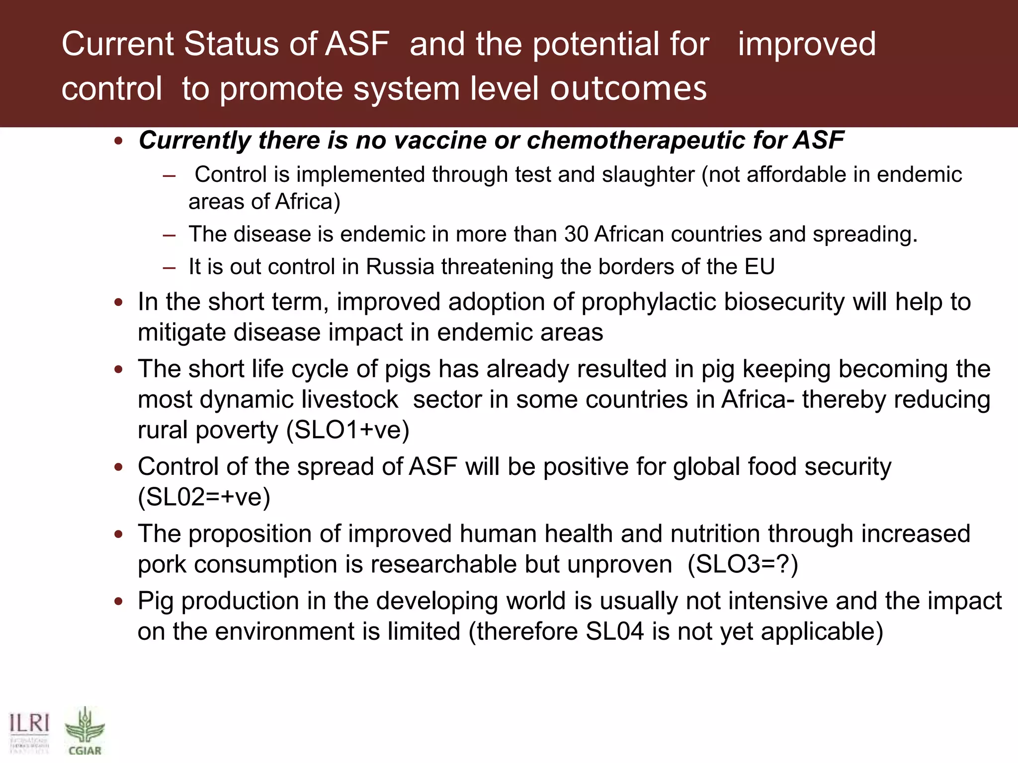 African Swine Fever (ASF) control: An entry point for enhancing human ...