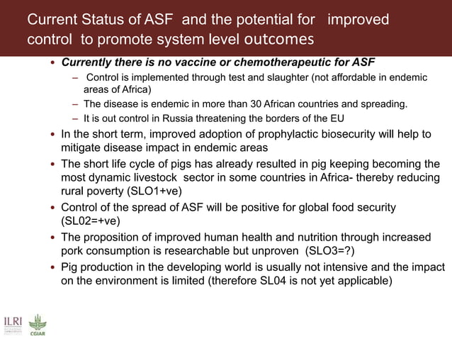 African Swine Fever (ASF) control: An entry point for enhancing human ...