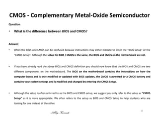 BIOS & CMOS is about the BIOS and CMOS o | PDF