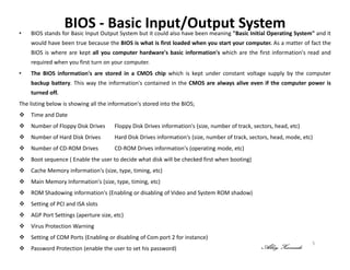 BIOS & CMOS is about the BIOS and CMOS o | PDF