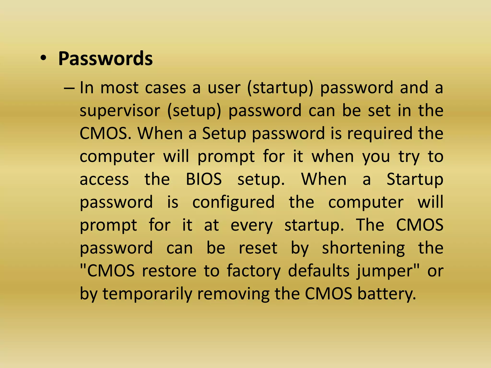 Bios, cmos and post | PPTX