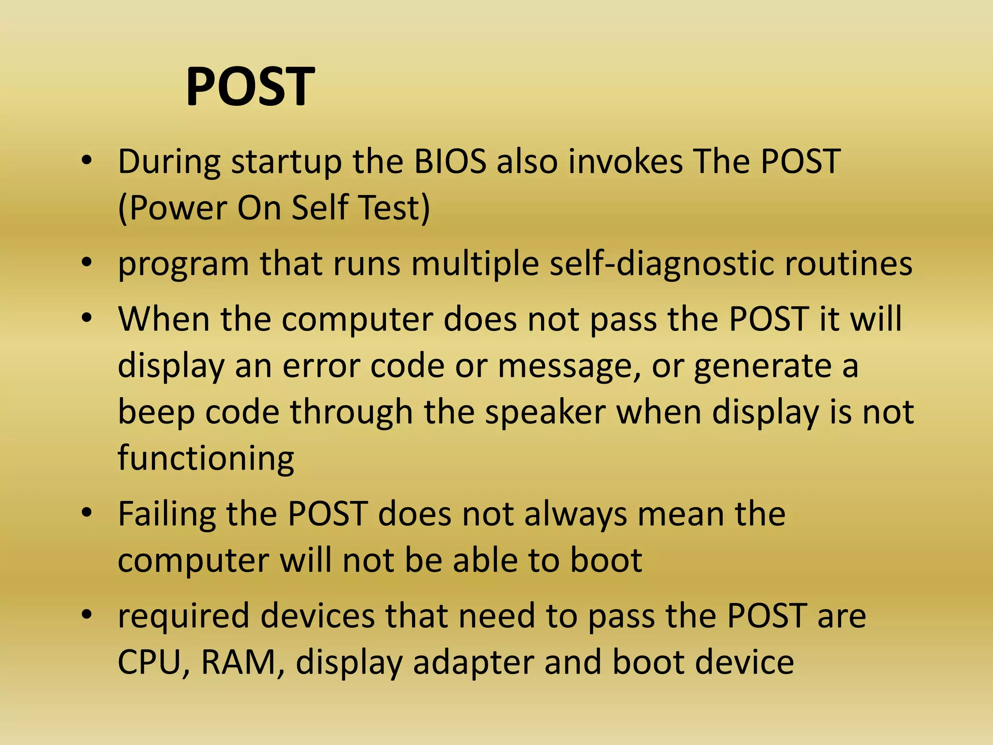 Bios, cmos and post | PPTX