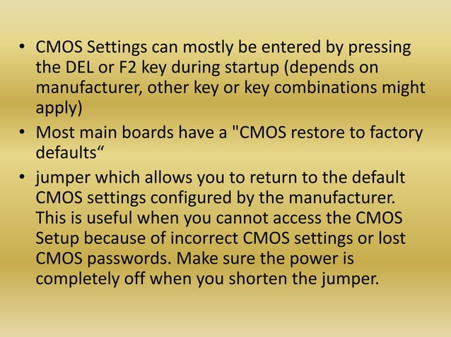 Bios, cmos and post | PPTX | Operating Systems | Computer Software and ...